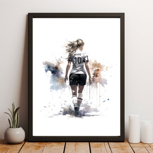 Personalized Soccer Girl Prints, Custom Football Girl Wall Art, Teen ...