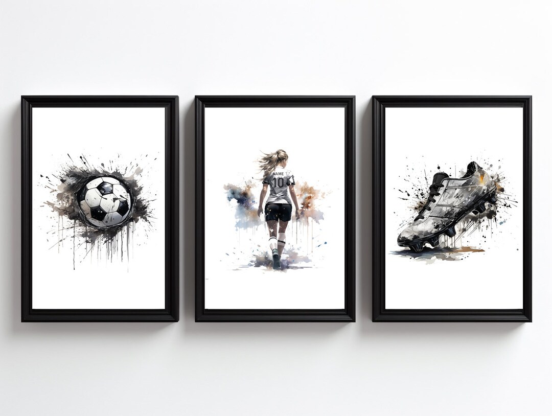 Personalized Soccer Girl Prints, Custom Football Girl Wall Art, Teen ...