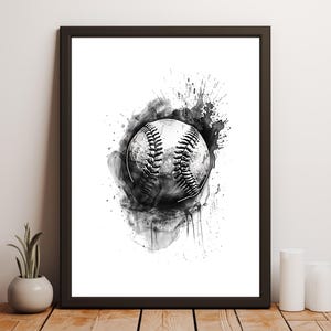 Personalized Baseball Prints Set: Black & White Sports Decor (digital ...