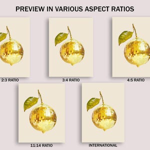 Disco Lemon Wall Art, Retro Mirror Ball Lemon Print, Glam Bar Cart ...