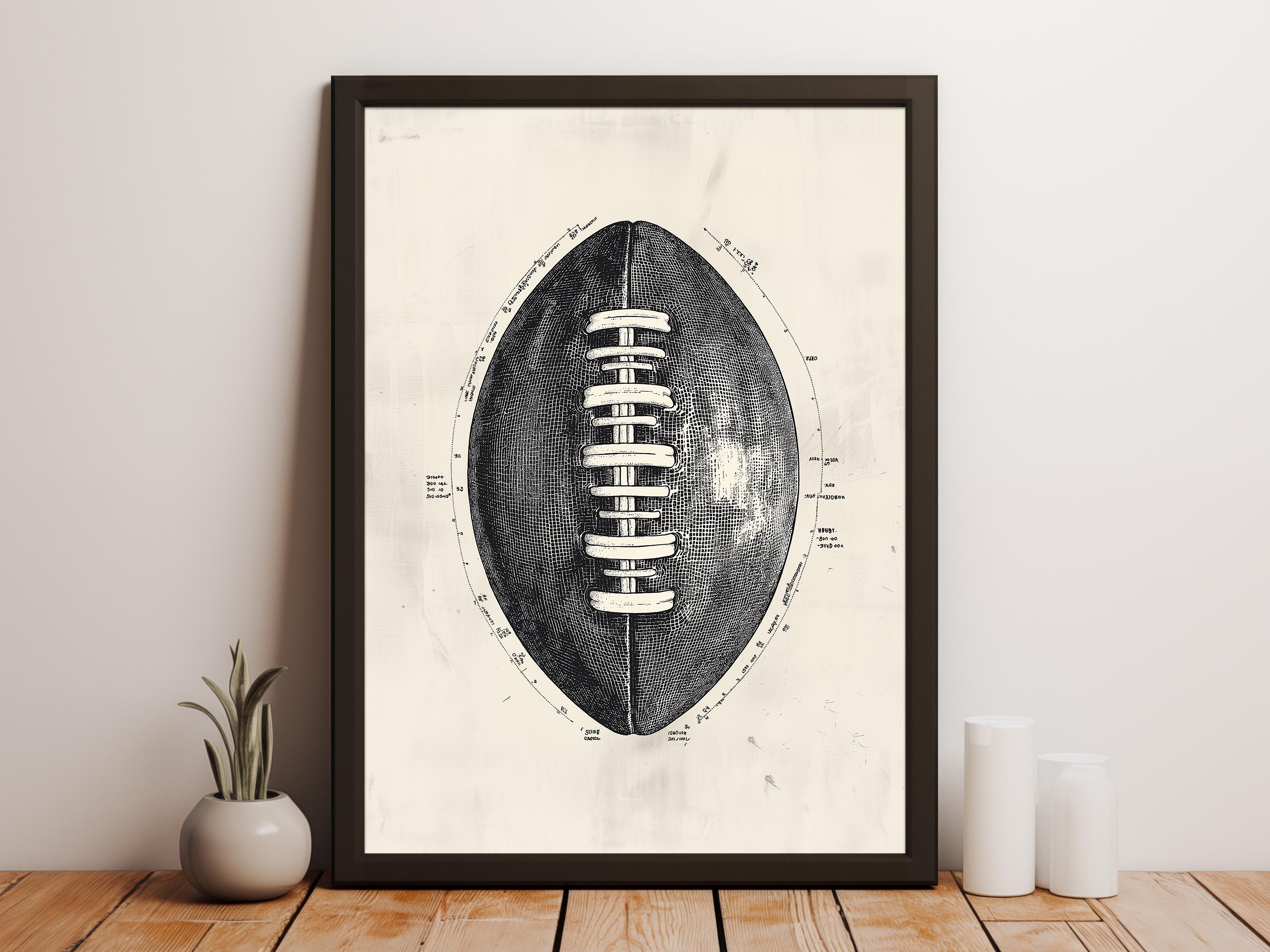 Personalized Football Art Print Set: Retro Jersey, Helmet, Ball ...