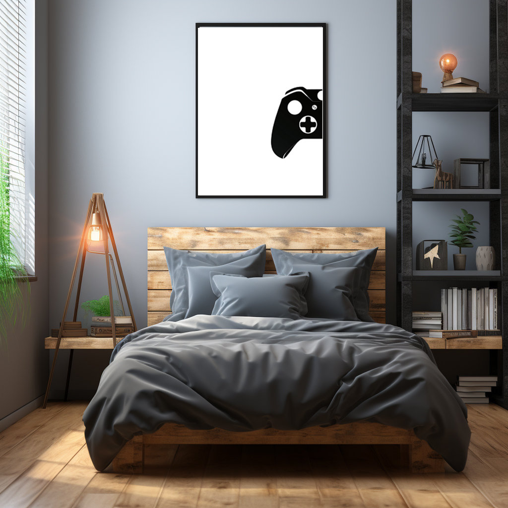 Gaming Controller Prints, Set of 2 Black and White Gaming Wall Art ...