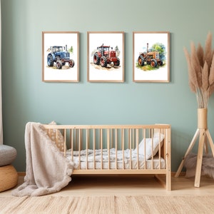 Tractor Nursery Prints, Set of 3 Digital Prints, Farm Truck Prints ...