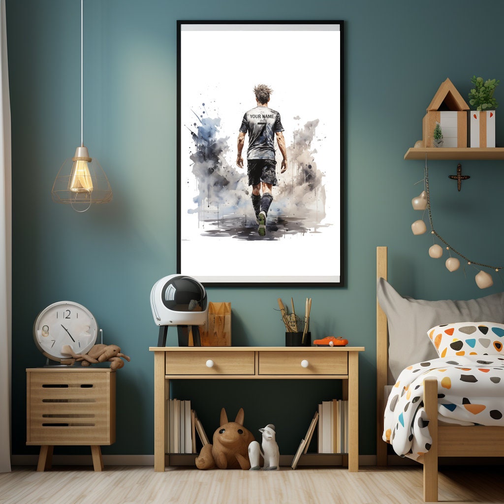Personalized Soccer Prints, Custom Football Wall Art, Teen Boys Bedroom ...