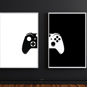 Gaming Controller Prints, Set of 2 Black and White Gaming Wall Art ...