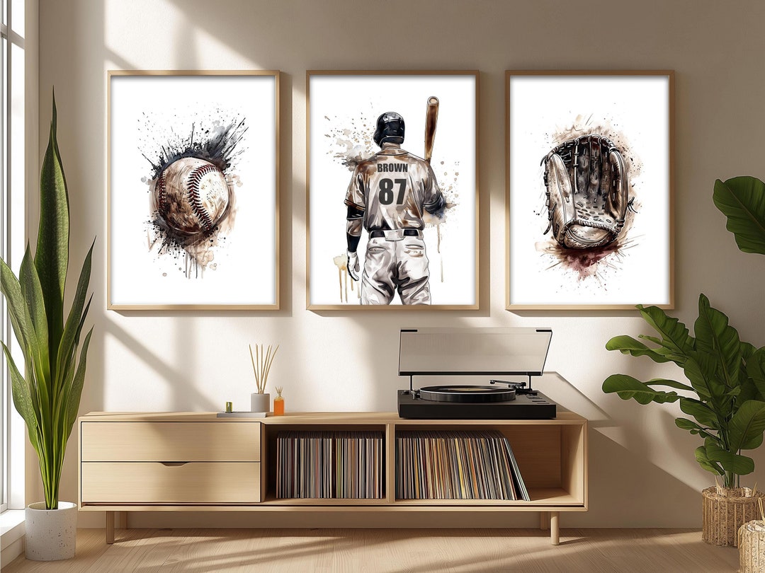 Personalized Baseball Prints Set: Custom Name & Number (digital ...