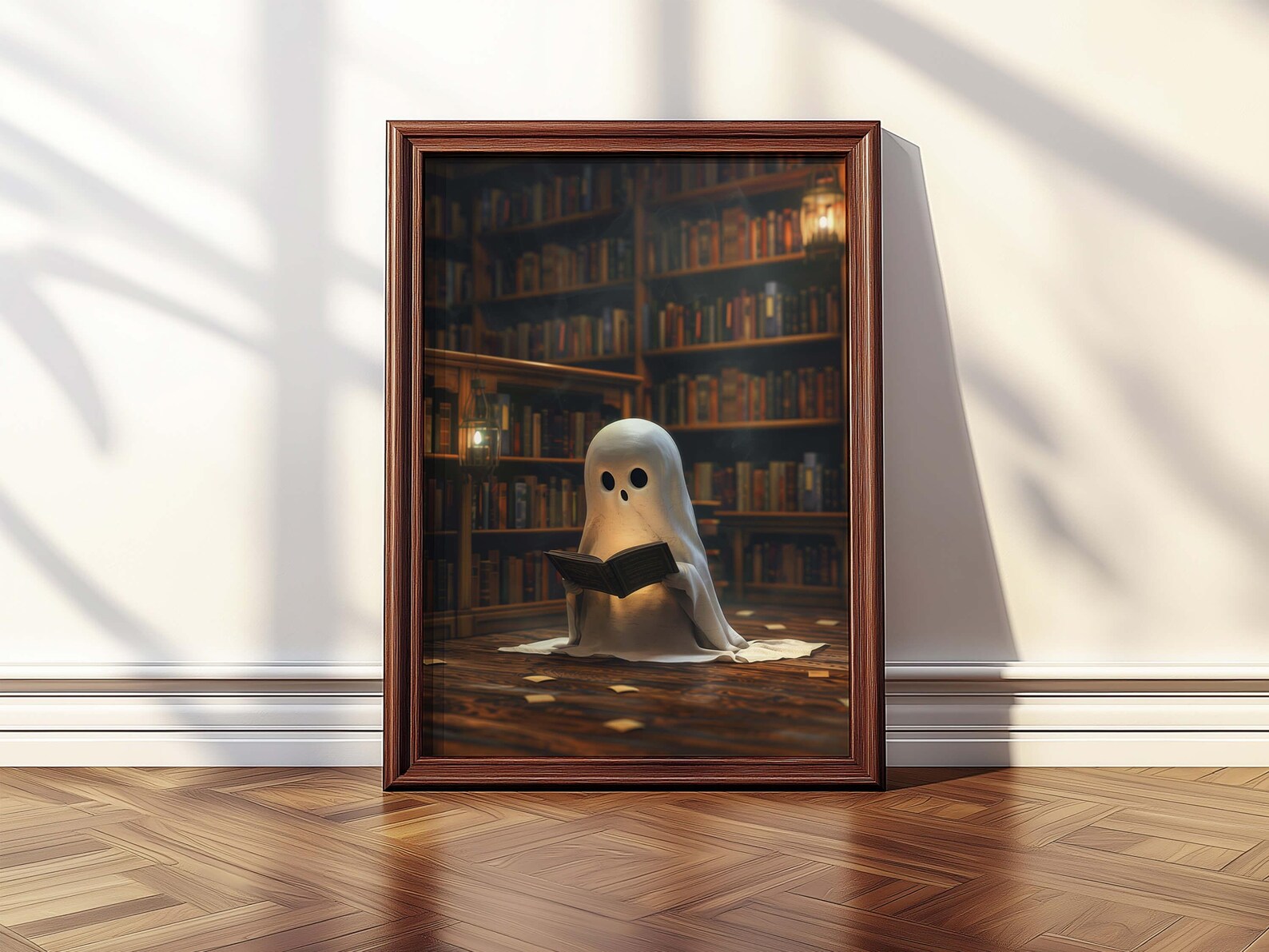 Spooky Library Ghost Print: Gothic Bookish Halloween Decor (digital ...
