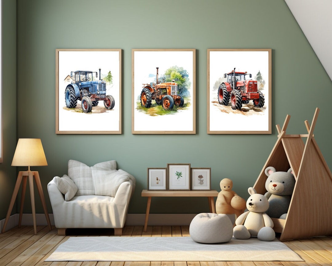 Tractor Nursery Prints, Set of 3 Digital Prints, Farm Truck Prints ...