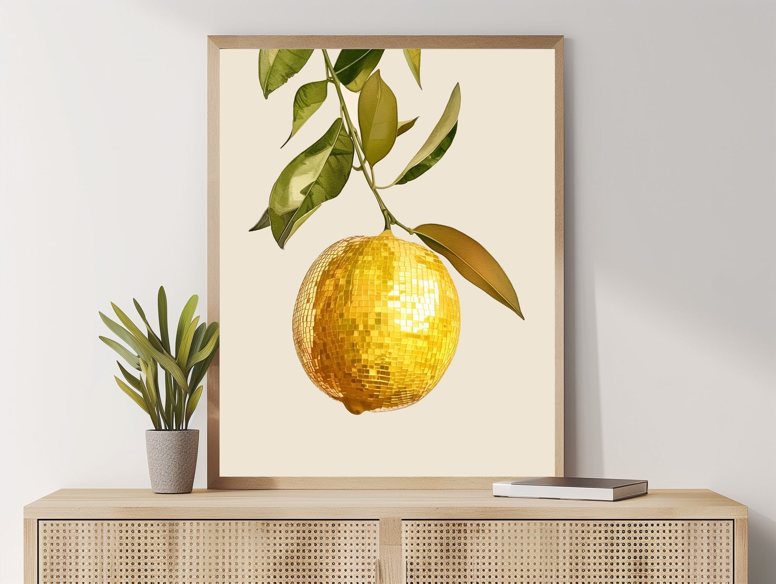 Retro Lemon Disco Ball Print: Funky Bar Cart Art (digital Download) - Etsy