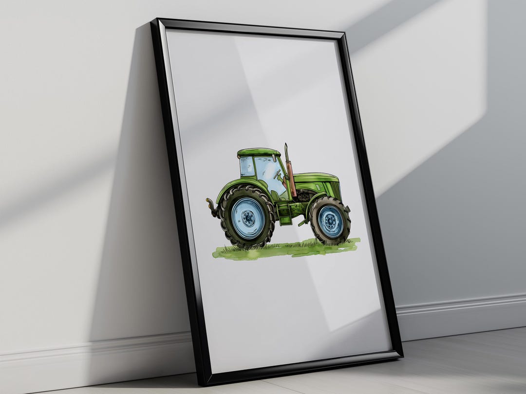 Green Tractor Watercolor Print, Farm Vehicle Poster, Boys Room Decor ...