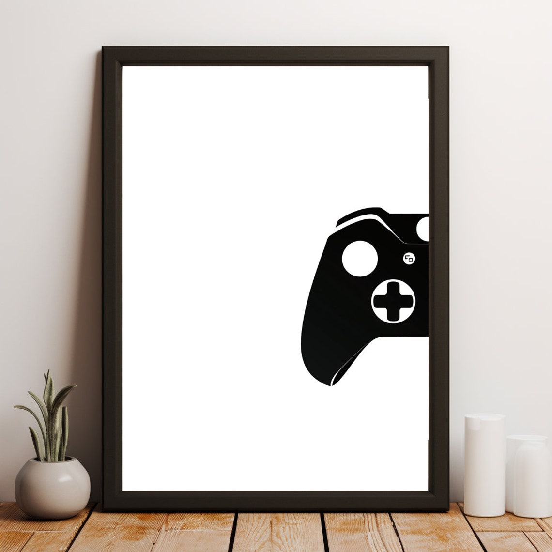Gaming Controller Prints, Set of 2 Black and White Gaming Wall Art ...