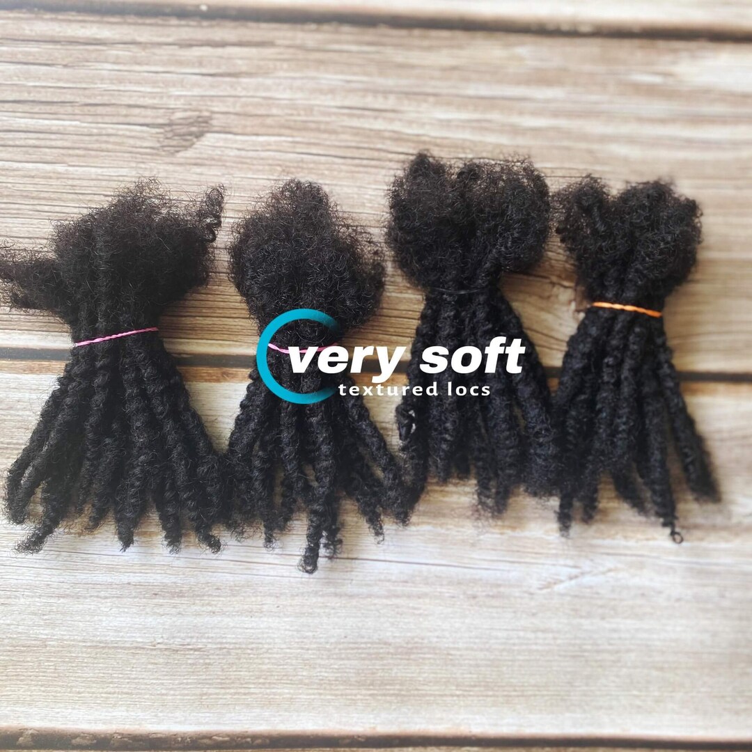 Curly Tips Human Hair Loc Extensions Textured Locs 10 Locs per Bundle ...