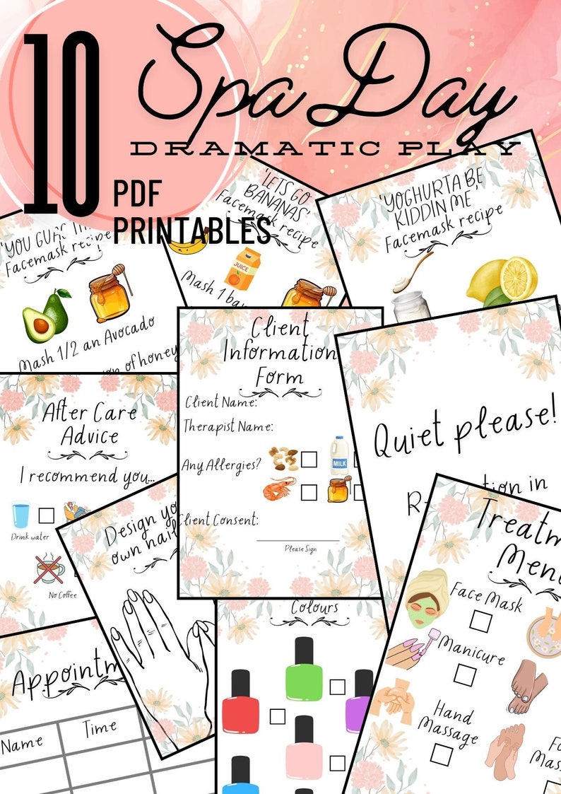 Spa Day Pretend Play/dramatic Play/role Play Digital File, Printable ...