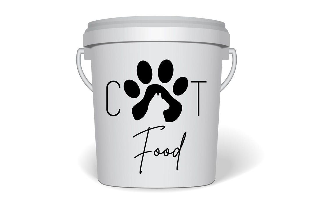 Cat Food Container Label, Paw Print, Made to Order, Sticker, Cute Cat ...