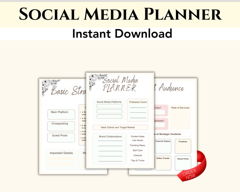 Printable Social Media Content Planner Template, Social Media Manager ...