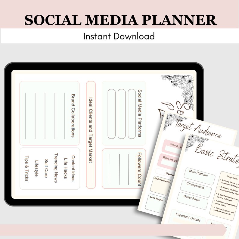 Printable Social Media Content Planner Template, Social Media Manager ...