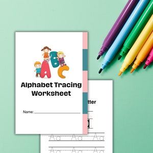 Simple Alphabet Tracing Worksheet, Tracing Practice, Trace & Color ...
