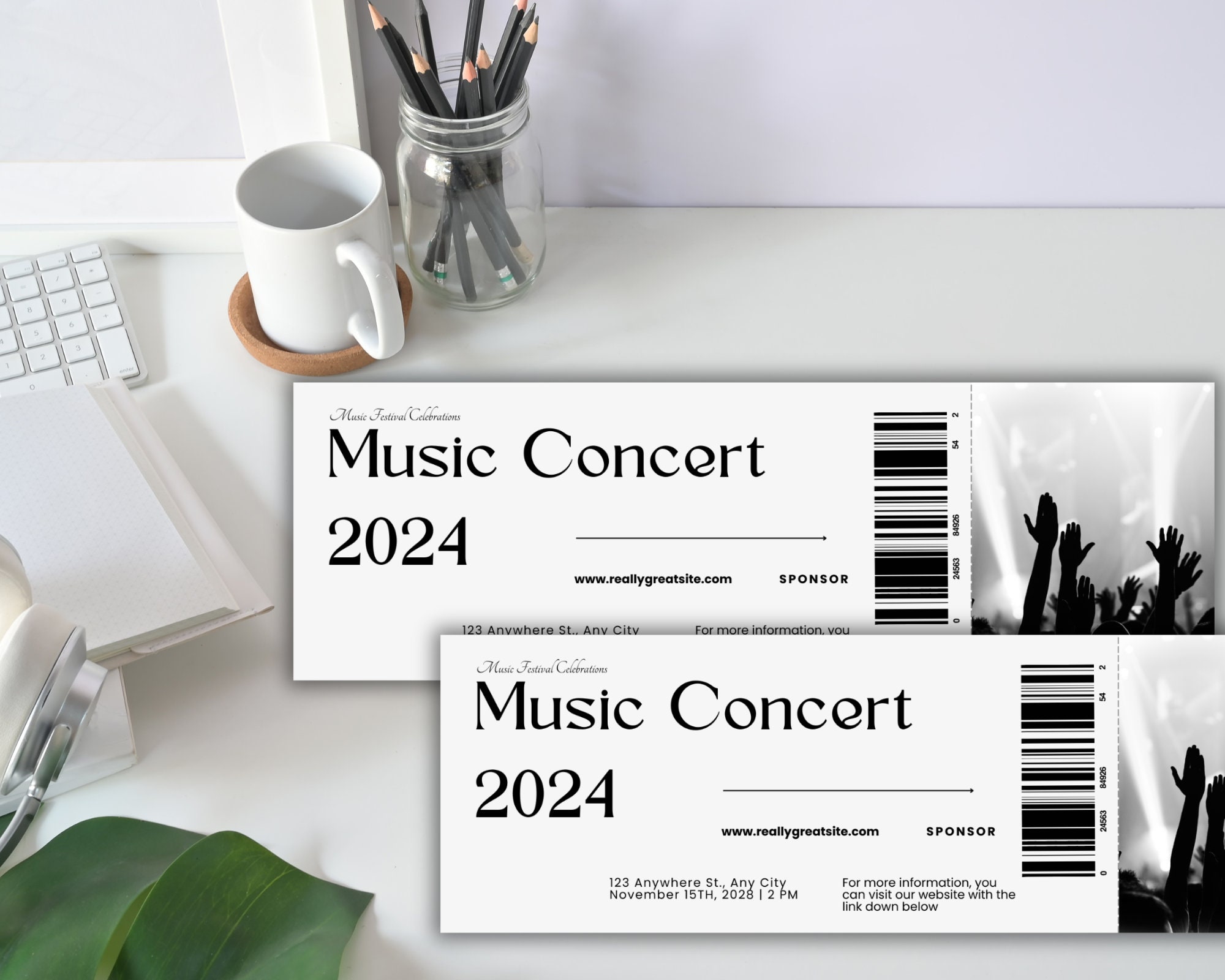 Music Concert Ticket Template, Custom Concert Ticket Gift, DIY Event ...