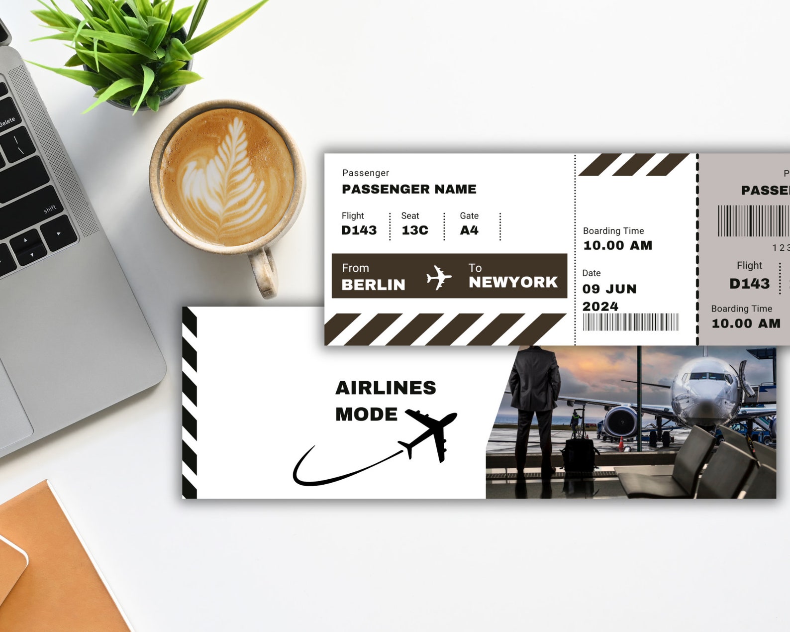 Editable Boarding Pass Template, Printable Personalized Airline Ticket ...