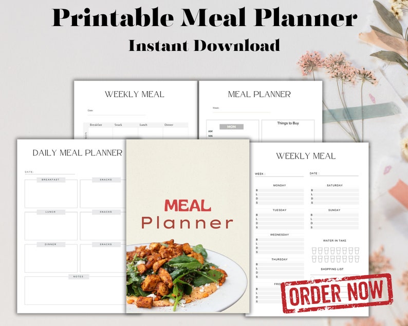 Printable Meal Planner Template, Weekly Food Diary, Meal Tracker, Food ...