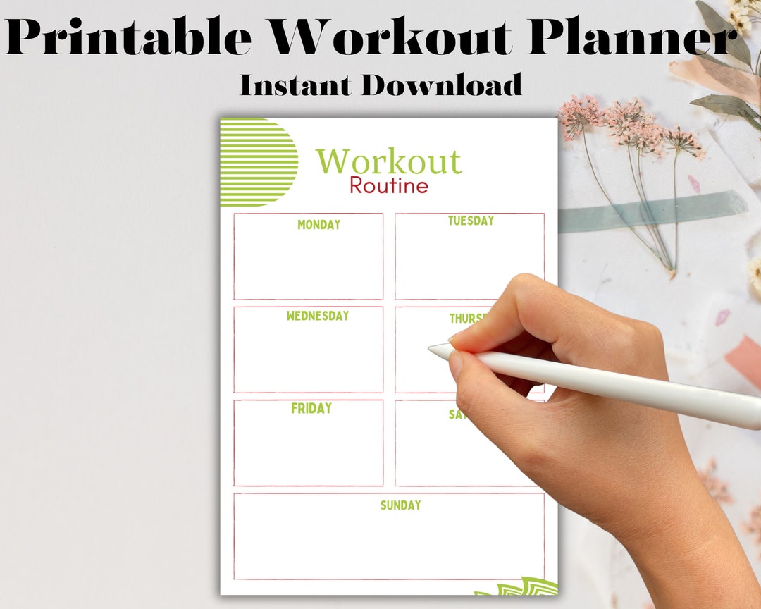 Weekly Workout Routine Planner Template, Fitness Planner, Weight Loss ...