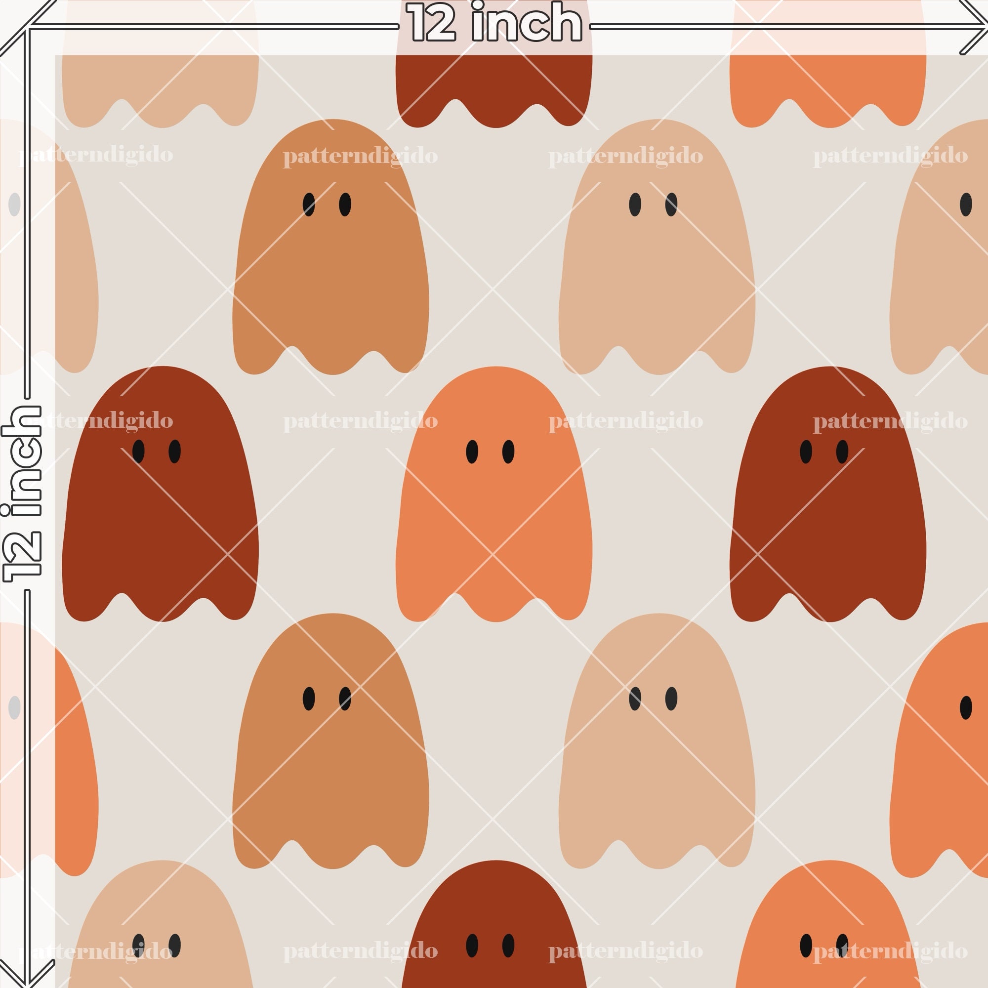 Halloween Cute Ghosts Seamless Pattern, Autumn Fall Repeating Pattern ...