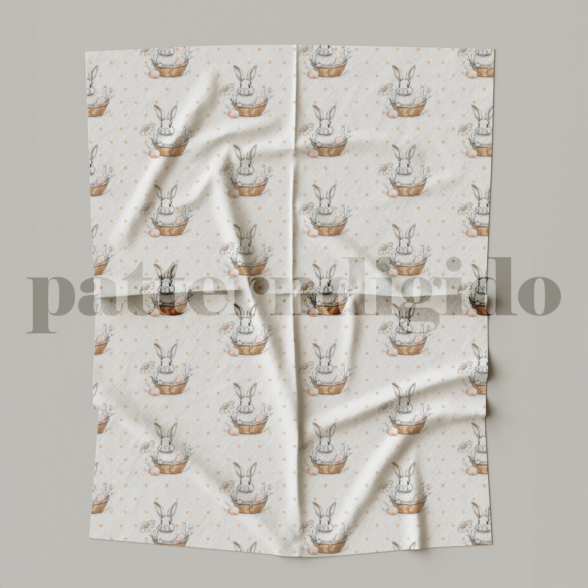 Easter Bunny Seamless Pattern, Rabbits, Dots, Spring, Minimal Seamless ...