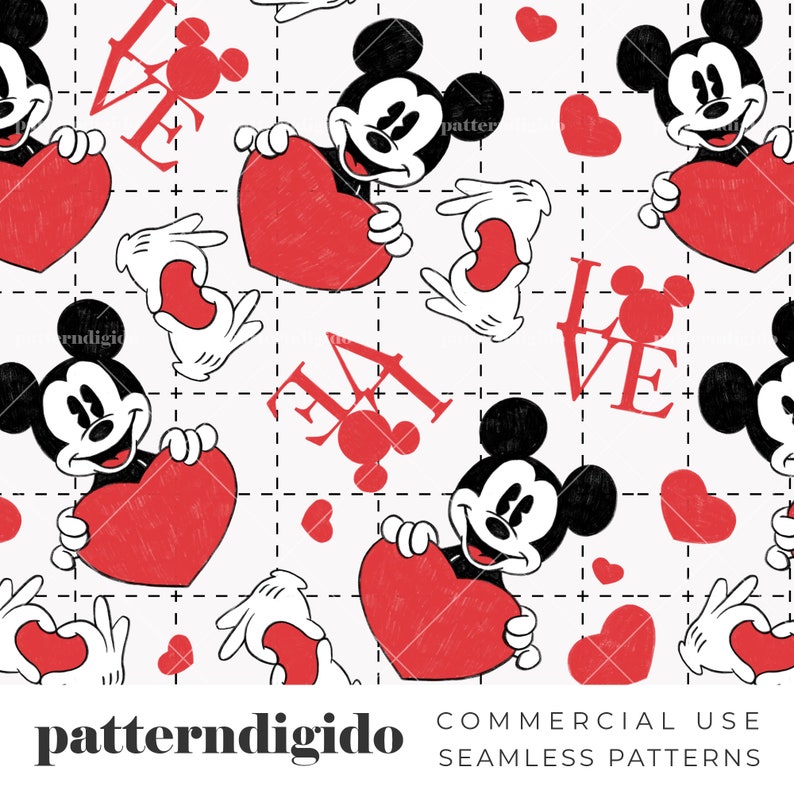 Mickey Love Seamless Repeat Pattern File, Magical Mouse Seamless ...