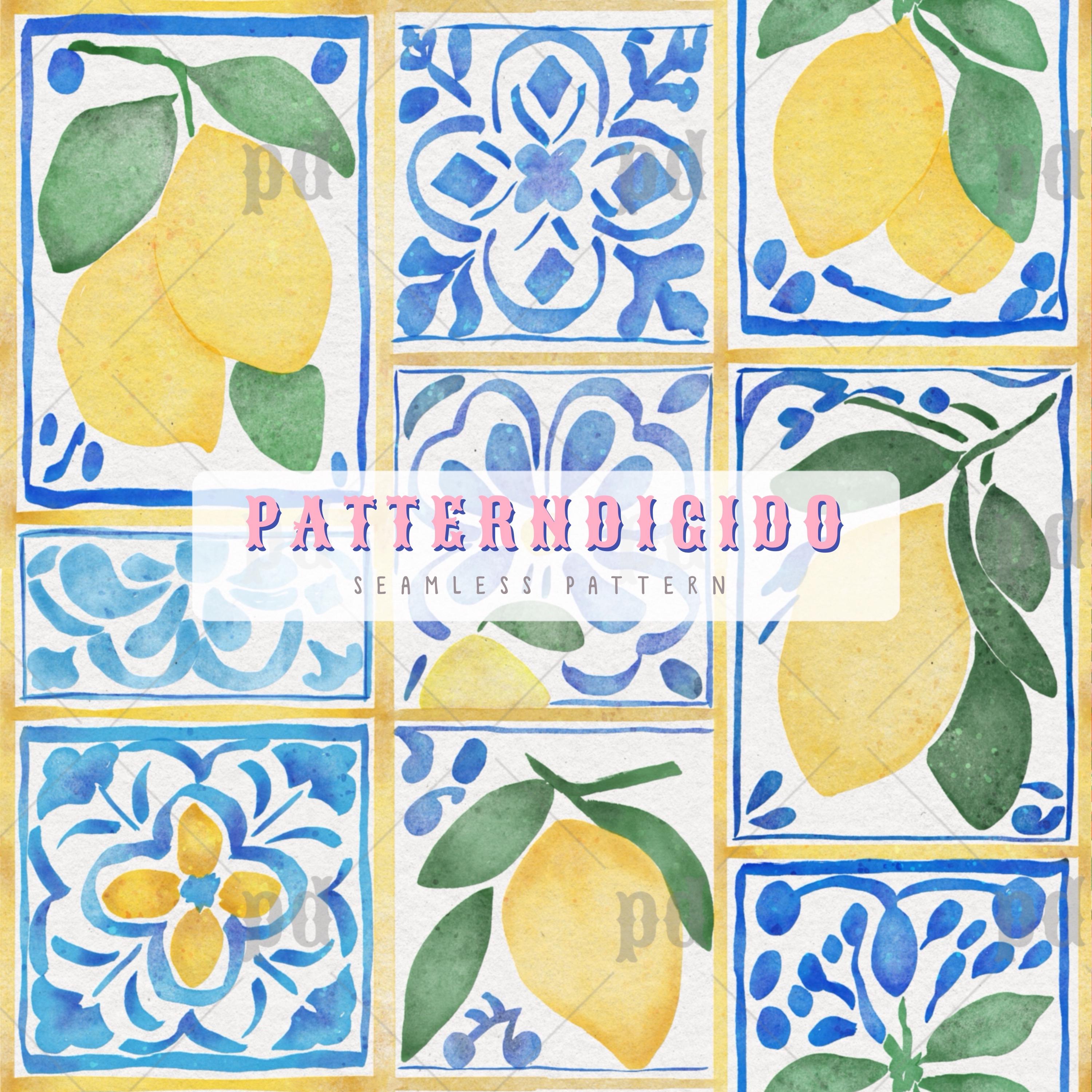 Mediterranean Tiles With Lemons Seamless Pattern, Summer, Italian ...