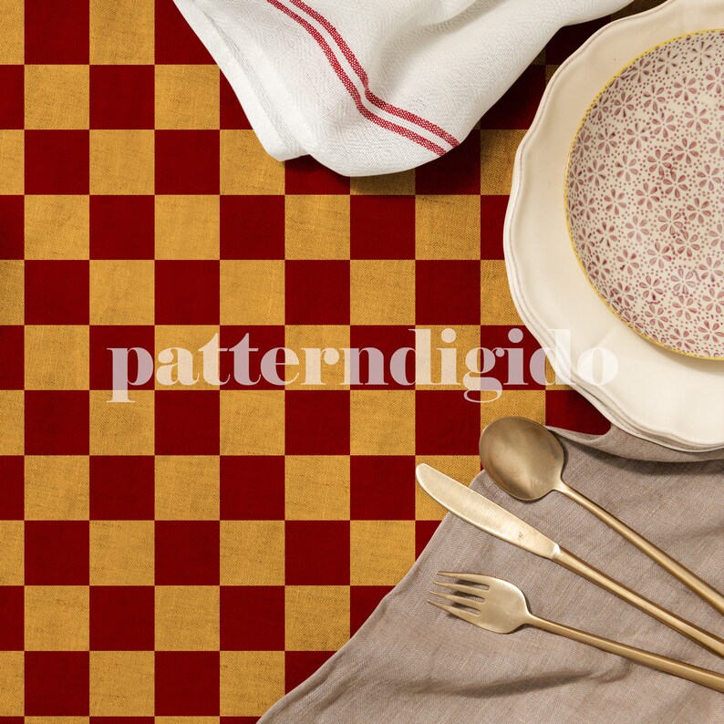 Red and Yellow Checkered Seamless Pattern, Groovy Pattern, Checkerboard ...