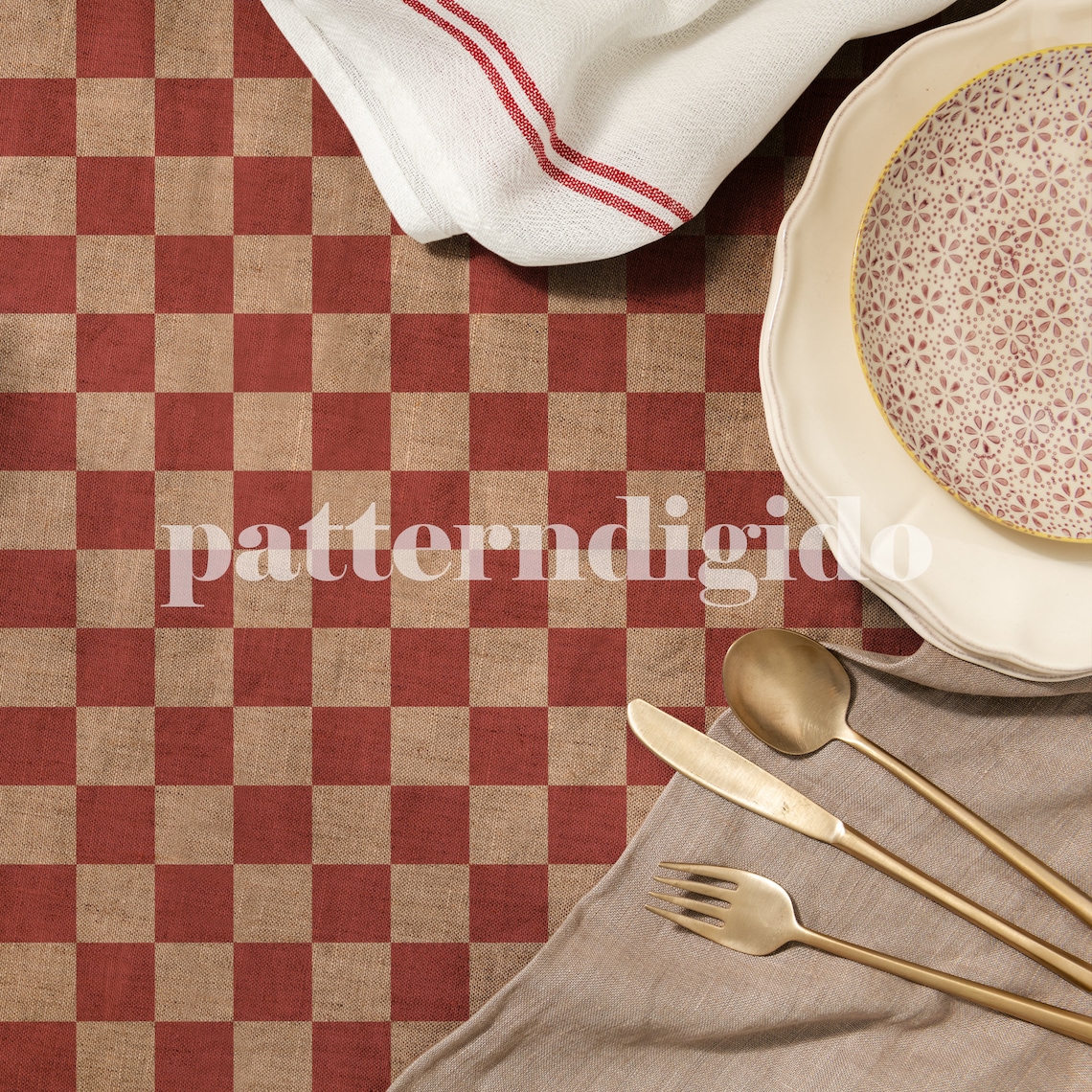 Indian Red Checkered Seamless Pattern, Brown Boho Pattern, Checkerboard ...