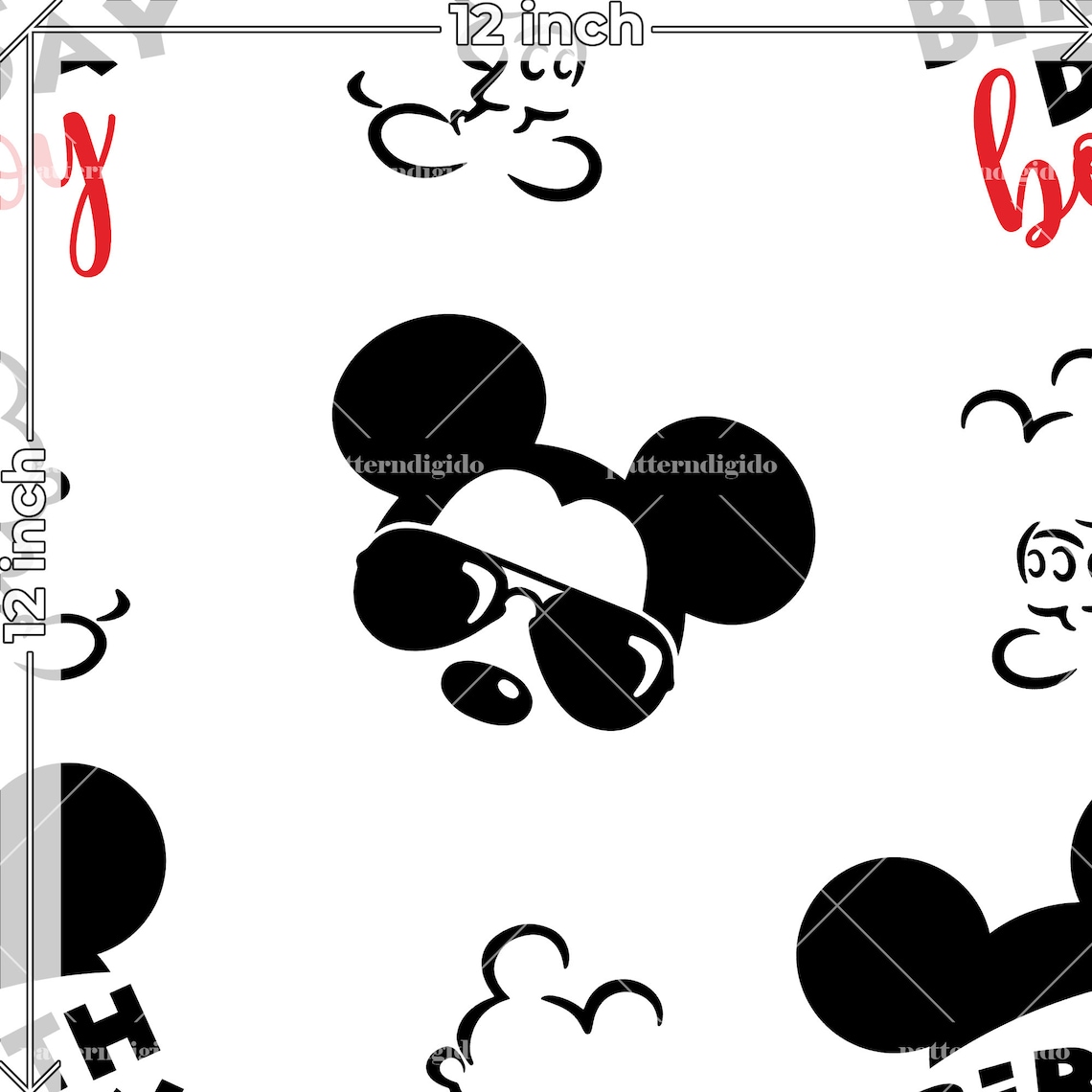 Mickey Mouse PNG JPG Seamless Repeat Pattern File, Magical Mouse ...