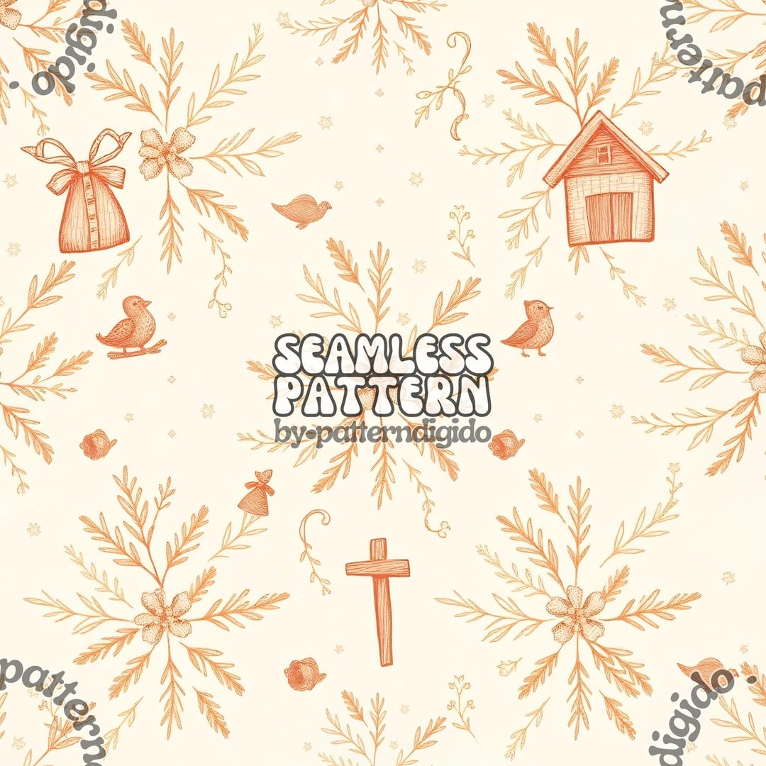 Easter Floral Religious Seamless Pattern • Neutral Cross • Church ...