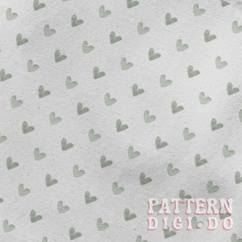 Watercolor Heart Seamless Pattern | Minimalist Green Love Design | Sage ...