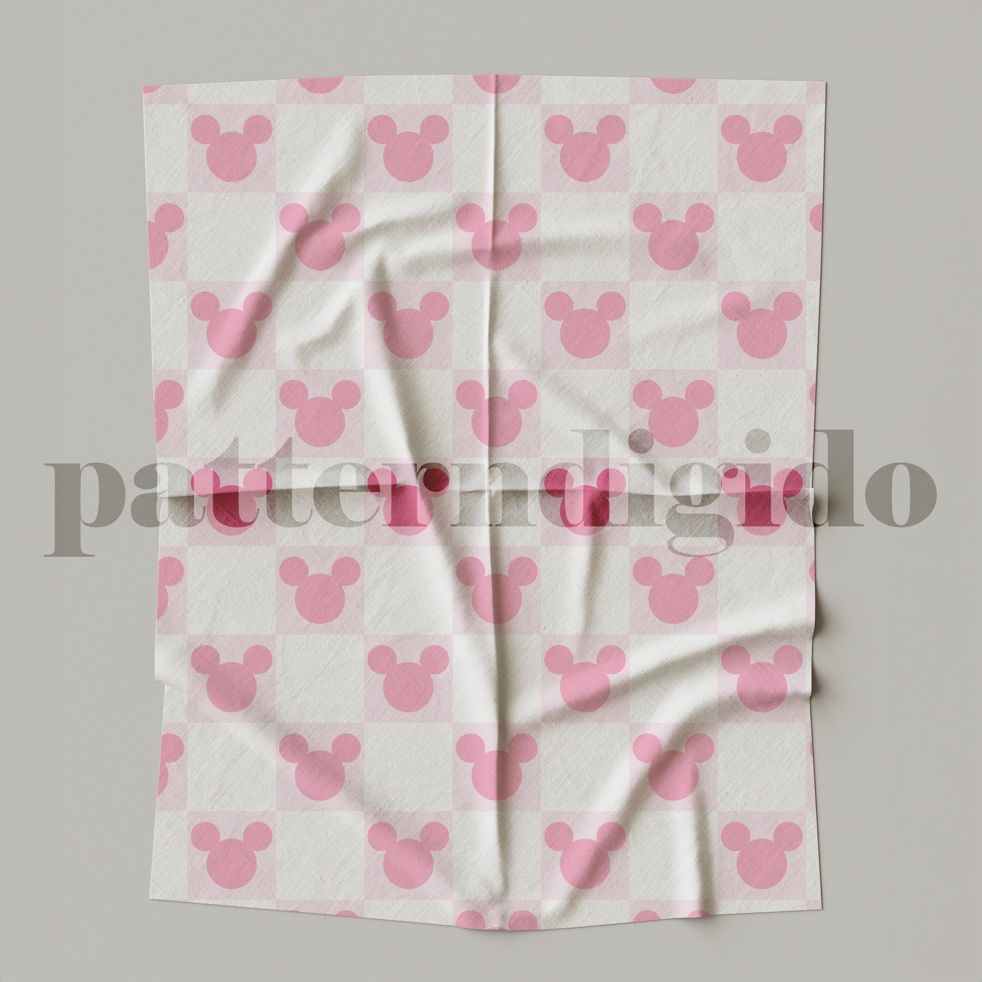 Pink Mickey Mouse Checkered Seamless Pattern, Mickey Check Pattern ...