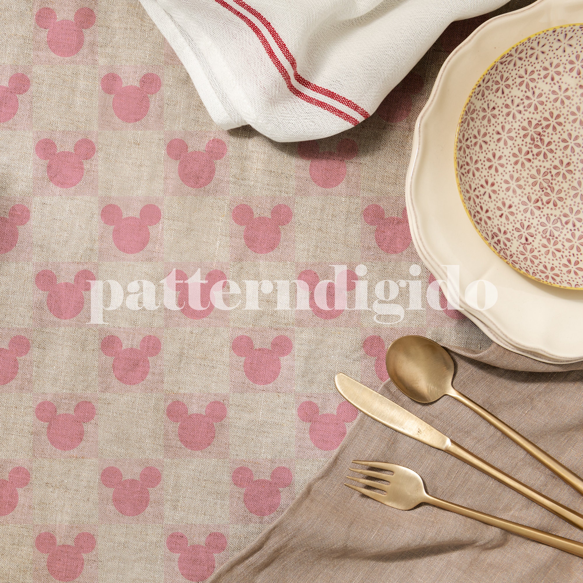 Pink Mickey Mouse Checkered Seamless Pattern, Mickey Check Pattern ...