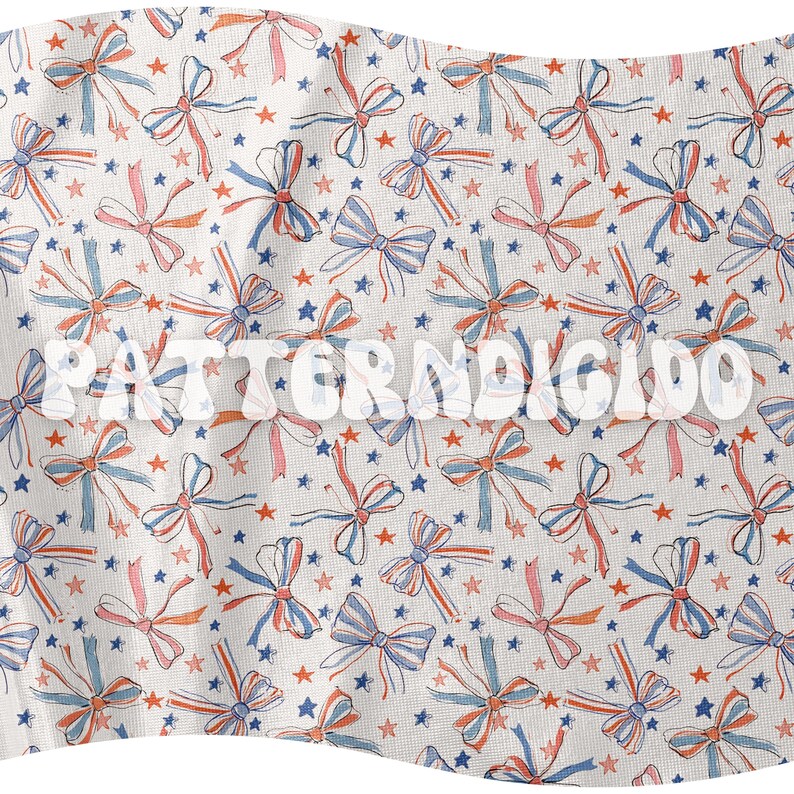 Coquette Patriotic Bows Seamless Pattern | Bows Stars Ribbons ...
