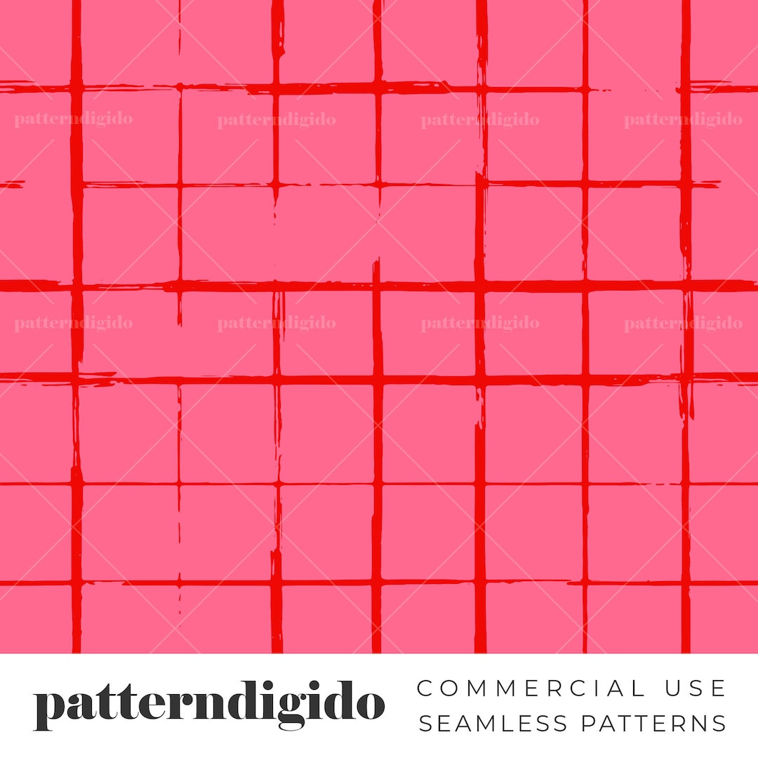 Pink and Red Checker Grid Seamless Pattern, Valentines Pattern ...