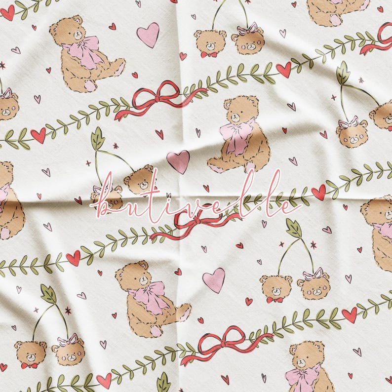 Teddy Bear Seamless Pattern – Cute Brown Bears With Pink Bows, Hearts ...