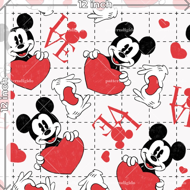 Mickey Love Seamless Repeat Pattern File, Magical Mouse Seamless ...
