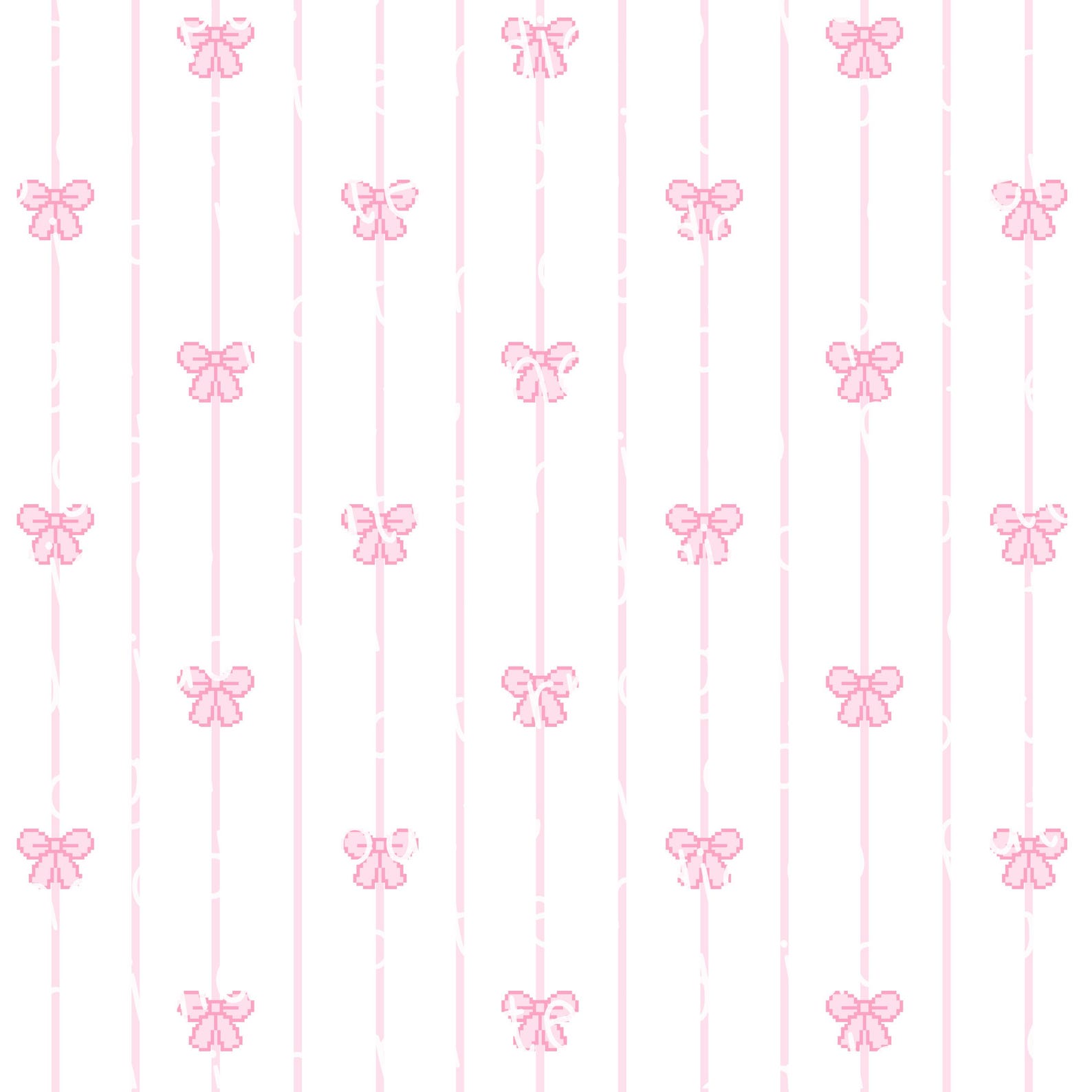 Pixel Bows in Pink Coquette Ribbon With Pink Soft Stripes Seamless ...