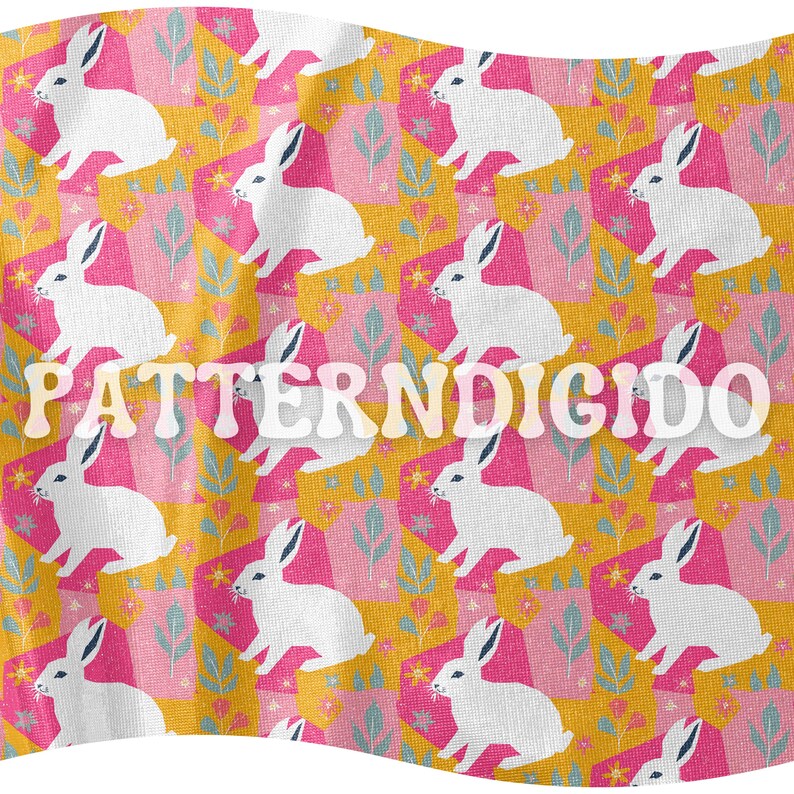 Bright Colorful Easter Bunny Seamless Pattern | Risograph Bold Colors ...