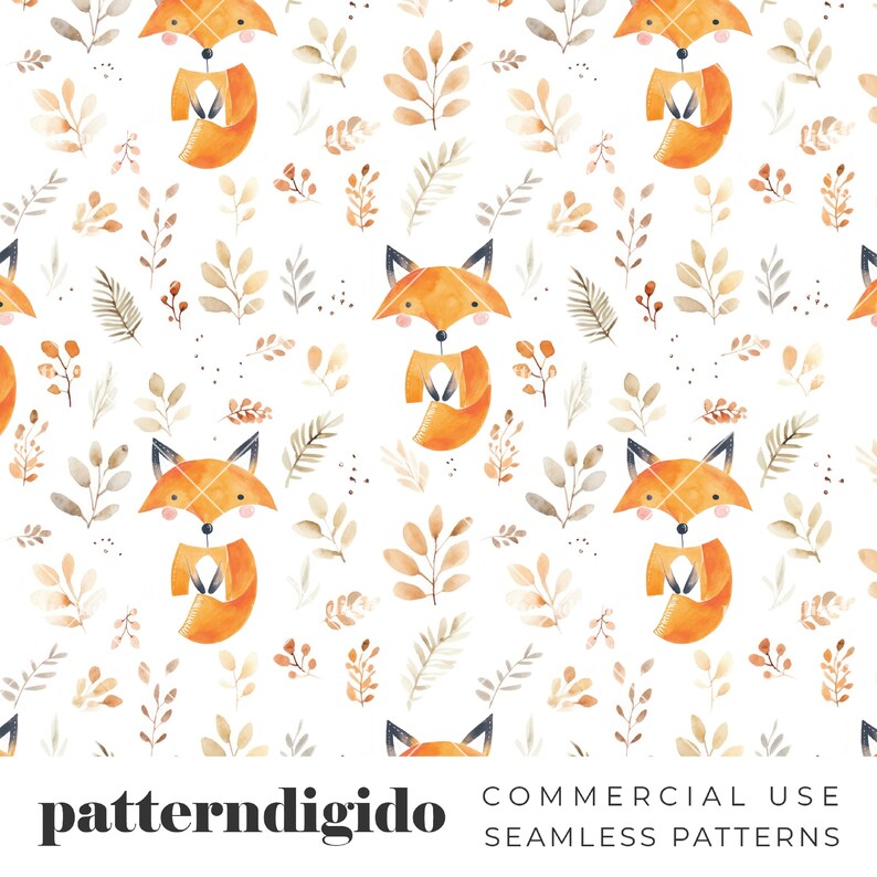 LAST ONES Cute Fox Seamless Pattern, Whimsical Fall Autumn Animal ...