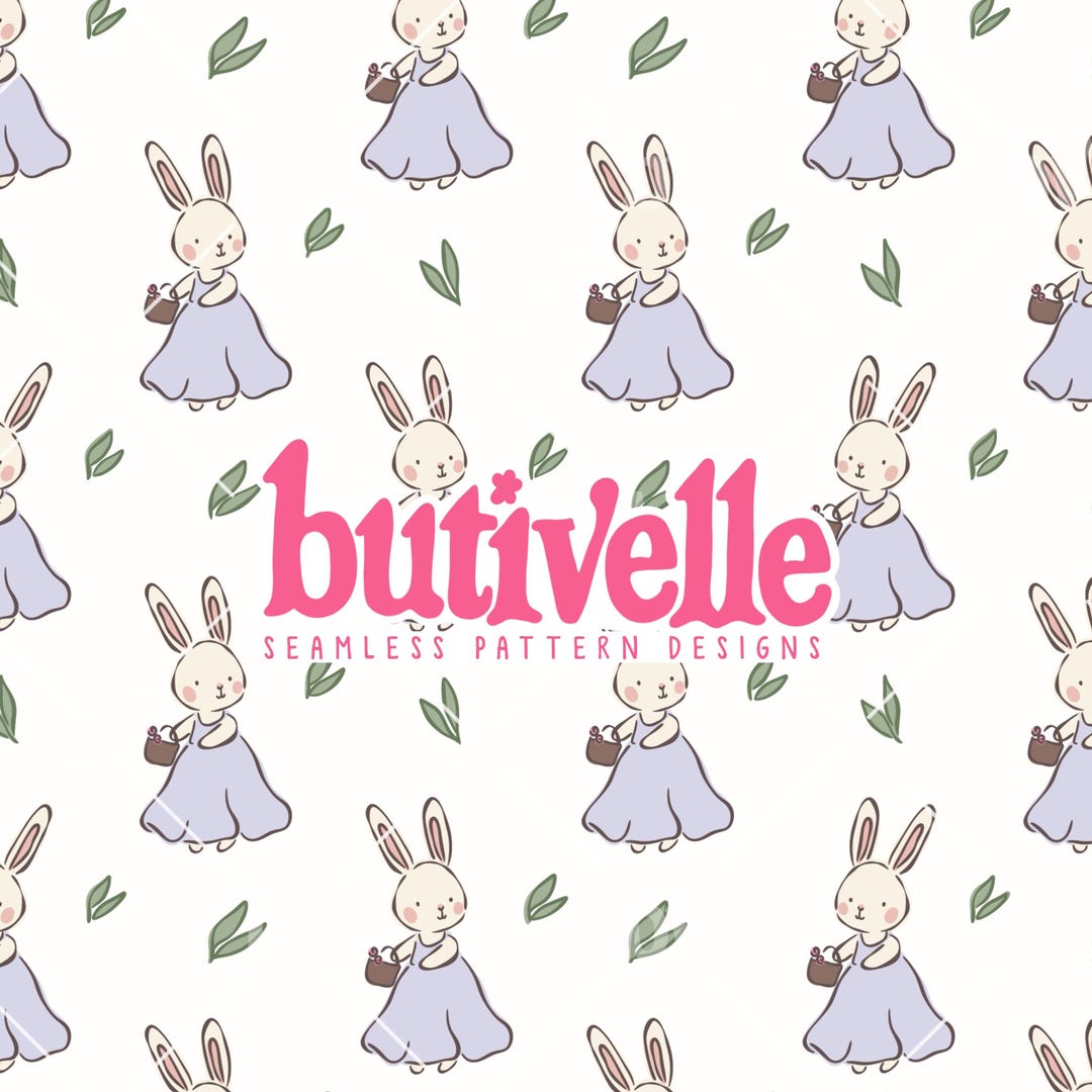 Cute Easter Bunny Seamless Pattern, Whimsical Spring Paper, Nursery ...