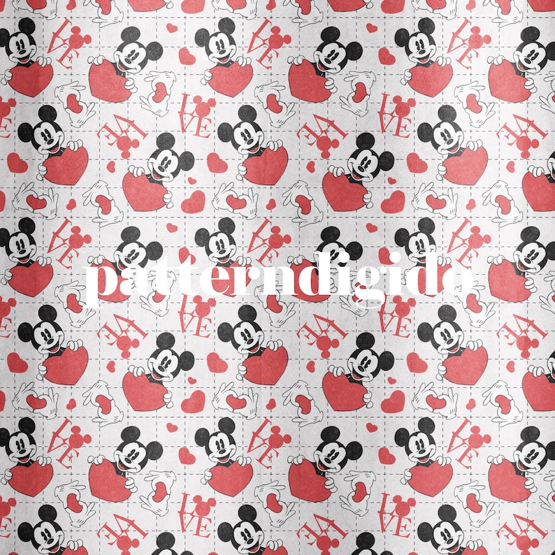 Mickey Love Seamless Repeat Pattern File, Magical Mouse Seamless ...