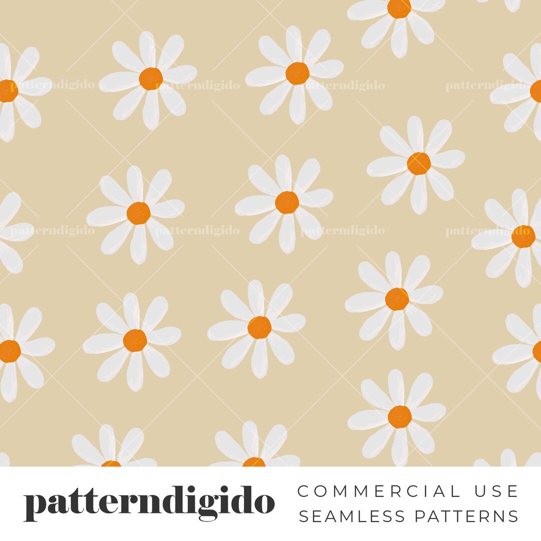 Daisy Flowers Seamless Repeat Pattern, Floral Pattern, Minimal Daisy ...