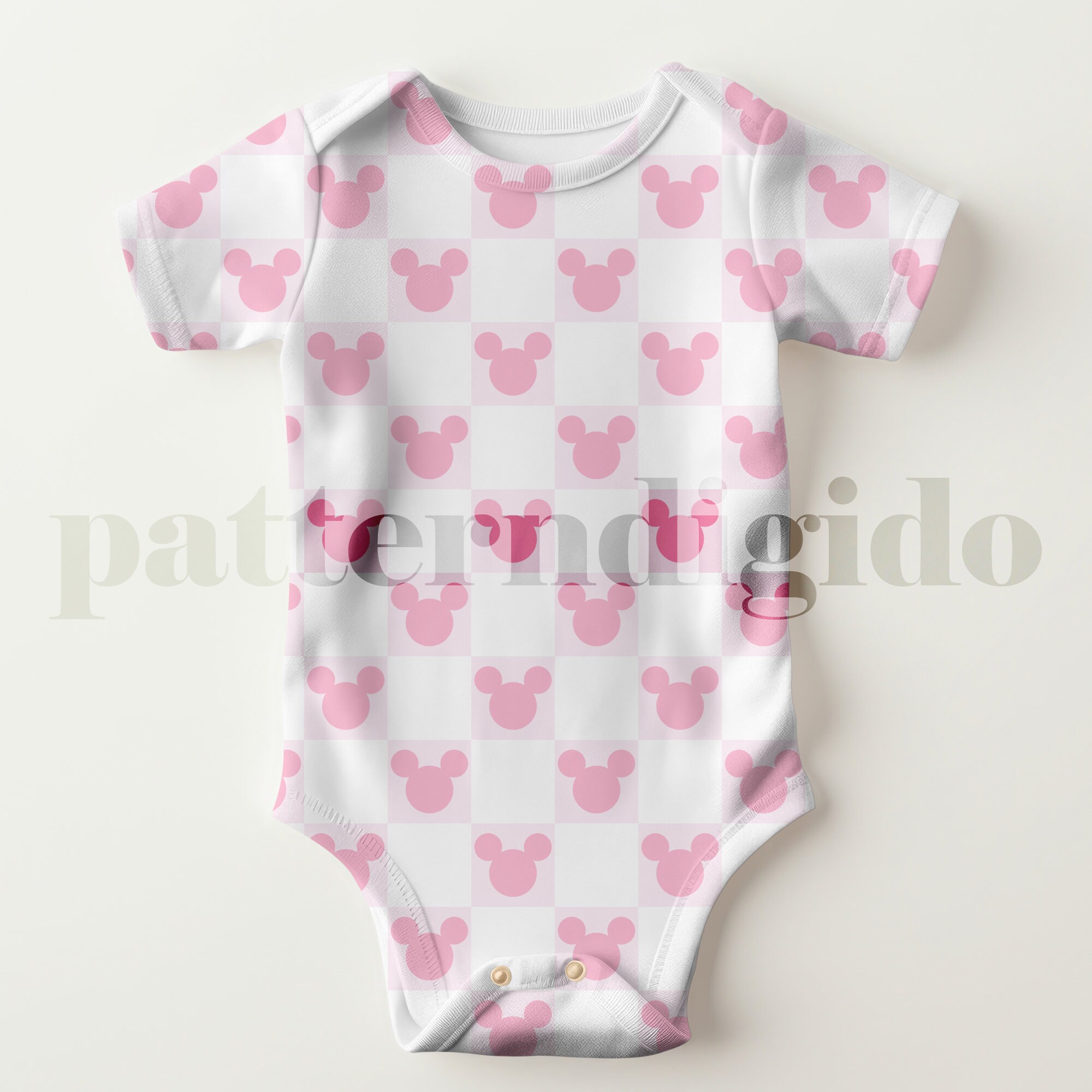Pink Mickey Mouse Checkered Seamless Pattern, Mickey Check Pattern ...