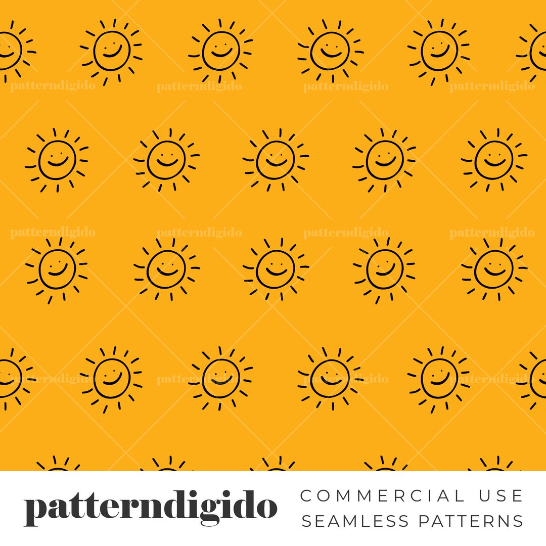 Happy Face Summer Seamless Pattern, Simple Summer Repeating Pattern ...