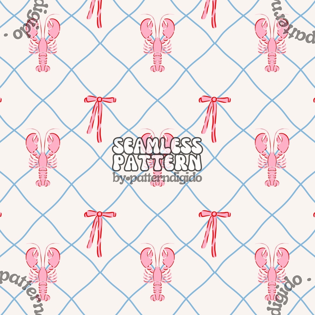 Pink Lobsters and Bows Seamless Repeating Pattern File, Sublimation ...