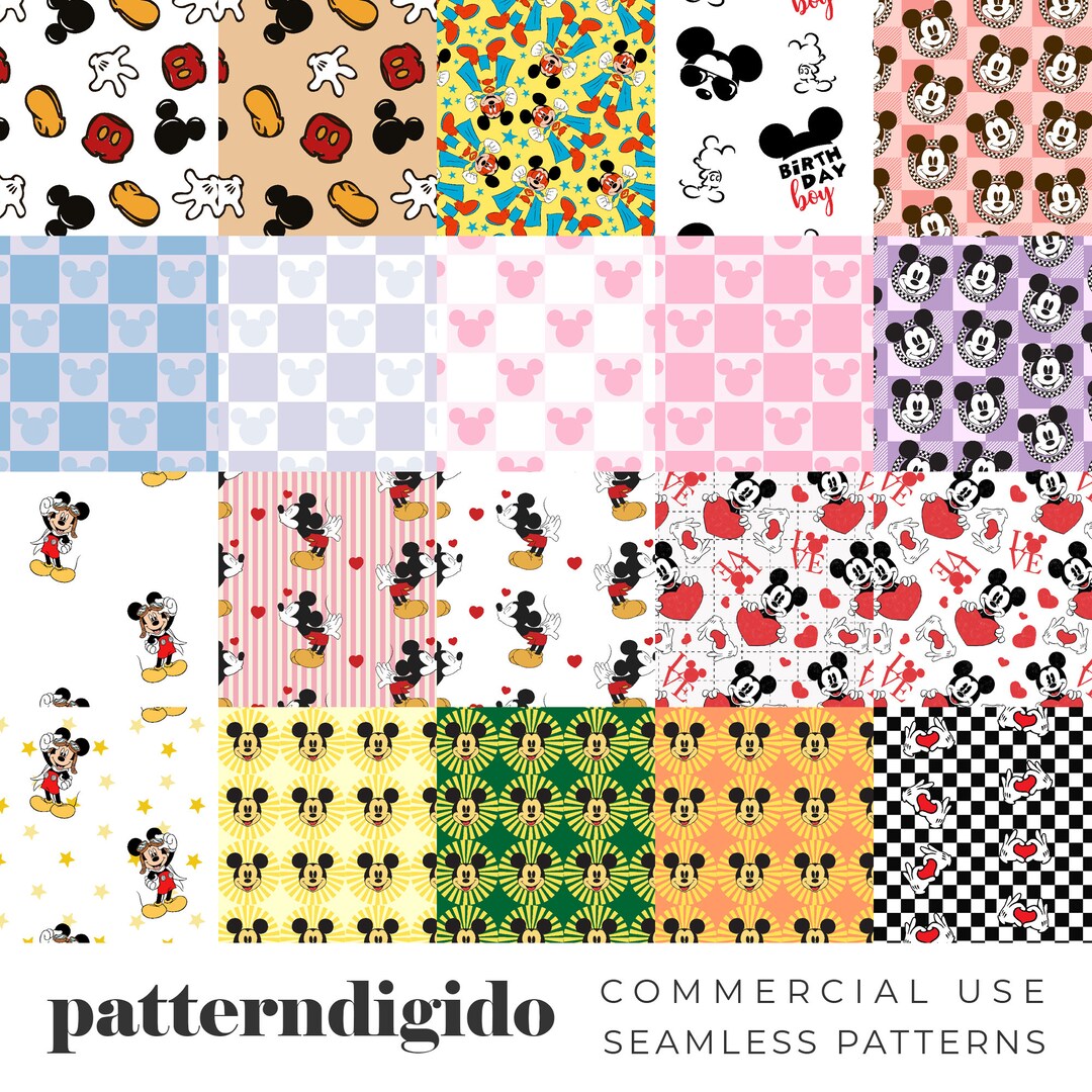 20 Mickey Mouse Seamless Repeat Pattern Bundle, Magical Mouse Seamless ...